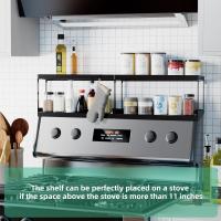 China Sleek Double Layer Magnetic Storage Rack Kitchen Shelf For Stove Top Organizer for sale