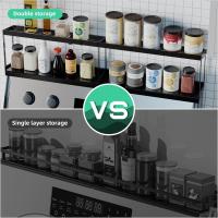 China Sleek Double Layer Magnetic Storage Rack Kitchen Shelf For Stove Top Organizer for sale