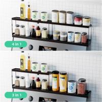 China Sleek Double Layer Magnetic Storage Rack Kitchen Shelf For Stove Top Organizer for sale