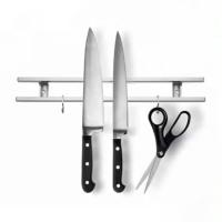 China 18 Inch Square Tubes Stainless Steel Magnetic Knife Holder For Wall With Hook for sale