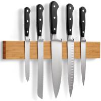 China Customized Wooden Magnetic Knife Holder Walnut Magnetic Knife Block Sleek Design for sale