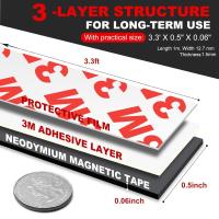 China Flexible Neodymium Magnet Tape Strips Roll With Strong 3M Adhesive Backing For Wall DIY for sale