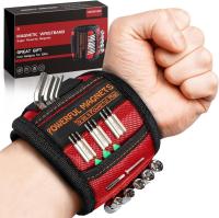 China Magnetic Wristband Red with Flashlight Super Strong Magnets Holds Screws for sale