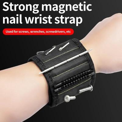 China Multifunctional Magnetic Wrist Strap Screw Storage Bag Portable Electrician Wrist Guard Oxford Cloth Tool for sale