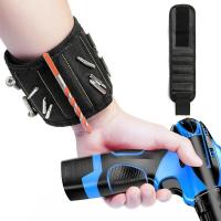 China Multifunctional Magnetic Wrist Strap Screw Storage Bag Portable Electrician Wrist Guard Oxford Cloth Tool for sale
