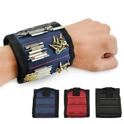 China Magnetic Wristband Portable Tool Bag Magnet Electrician Wrist Tool Belt Screws Nails Drill Bits Bracelet for sale