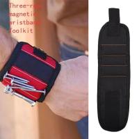 China Magnetic Wristband Portable Tool Bag Magnet Electrician Wrist Tool Belt Screws Nails Drill Bits Bracelet for sale