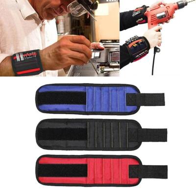 China Magnetic Wristband Portable Magnetic Tool Bag for Screw Nail Nut Bolt Drill Bit Repair Kit for sale