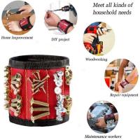 China Magnetic Wristband Portable Magnetic Tool Bag for Screw Nail Nut Bolt Drill Bit Repair Kit for sale