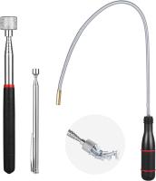 China Magnetic Pick-up Tool Telescopic Pick-up Rod and 360-Degree Rotating Inspection Mirror with LED Light for sale