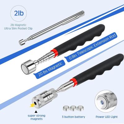 China Telescoping Inspection Mirror Magnetic Pick Up Tool Kit With LED Light For Car Repair for sale