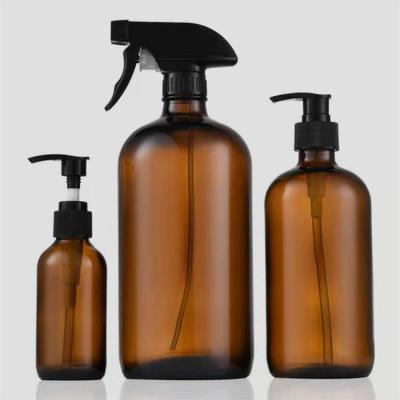 China Amber Glass Trigger Spray Bottle 500ml CE Certified Odorless Spray Top for Cosmetics for sale