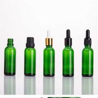 China Green Essential Oil Glass Dropper Bottles 5ml 15ml 100ml Low Borosilicate Glass for sale