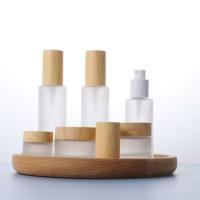 China Frosted Bamboo Dropper Bottle with Airless Pump 30ml 50ml 100ml Leakproof Reusable for sale