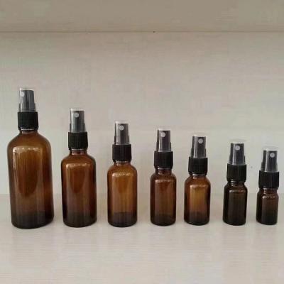 China Amber Glass Spray Bottle 4oz 16oz Non Toxic Lightweight Boston Round for Essential Oils for sale