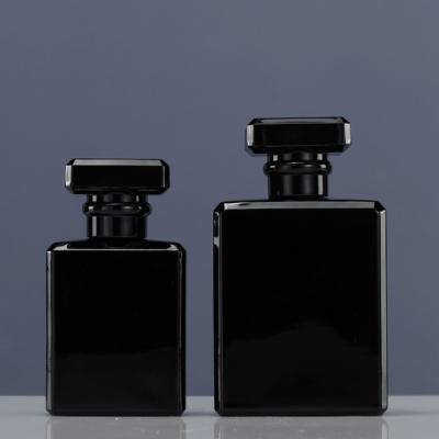 China Black Square Perfume Spray Bottle Crystal Glass Washable Odorless 50ml 100ml for sale