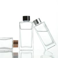 China Reusable ISO14001 Reed Diffuser Jars 100ml Square Lidded Glass Bottle for Aromatherapy for sale