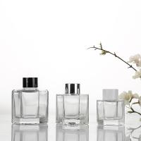 China Crystal Glass Perfume Diffuser Bottle 50ml 100ml Square Decorative Aromatherapy for sale
