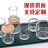 China Crystal Glass Candle Jar with Wooden Lid 150ml 200ml Dustproof Aromatherapy Diffuser Bottle for sale