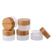 China Frosted Ultralight Bamboo Glass Cosmetic Jar 20g 30g 50g Lidded Body Cream Packaging for sale