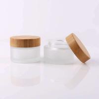 China Frosted Ultralight Bamboo Glass Cosmetic Jar 20g 30g 50g Lidded Body Cream Packaging for sale
