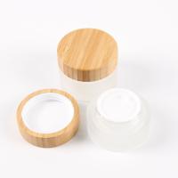 China Frosted Ultralight Bamboo Glass Cosmetic Jar 20g 30g 50g Lidded Body Cream Packaging for sale