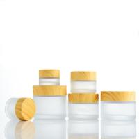 China 10g 50g 100g Frosted Cream Jar with Bamboo Lid Odorless Multifunctional Cosmetic Container for sale
