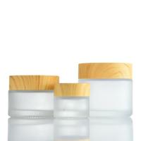 China 10g 50g 100g Frosted Cream Jar with Bamboo Lid Odorless Multifunctional Cosmetic Container for sale