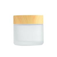 China 10g 50g 100g Frosted Cream Jar with Bamboo Lid Odorless Multifunctional Cosmetic Container for sale