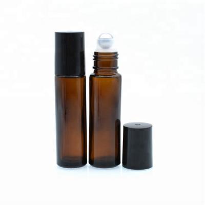 China 10ml Lidded Empty Roll On Glass Bottles Leakproof for Essential Oils 28/410 Neck for sale