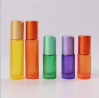 China Leak Proof Sealed Frosted Glass Roller Bottles 10ml 28/410 Neck Multi Color for sale