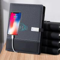 China Custom A5 Leather 8000mAh Power Bank Notebook Wireless USB Charging Personalized for sale