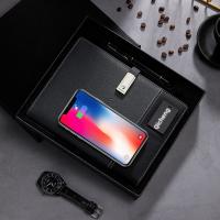 China 8000mAh Wireless Power Bank Notebook Leather Loose Leaf Binder with LED Light for sale