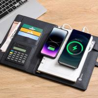 China ODM A5 Loose Leaf PU Bank Notebook With Leather Cover Built In Calculator for sale