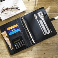 China ODM A5 Loose Leaf PU Bank Notebook With Leather Cover Built In Calculator for sale