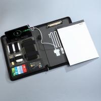 China A4 Leather Zipper Business Portfolio Folder Personalized 8000mAh Charging for sale