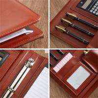 China Custom Printed A4 Leather Portfolio Binder Zipper Document Folders Multifunctional for sale