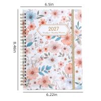 China Floral Notebook Planner A5 Paper Cover Spiral Bound for Weekly & Monthly Schedule for sale