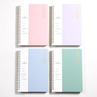 China A5 Macaron Color Spiral Notebook Stationary Gold Foil Hardcover Lined Journal for sale