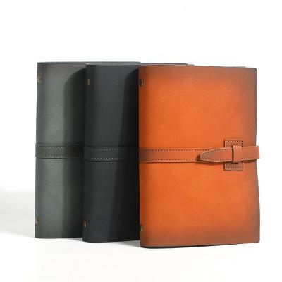 China ODM Soft Cover Leather Bound Notebook Refillable Travel Journal Reusable Loose Leaf Diary Multifunctional for sale