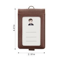 China Vertical ID Name Business Badge Holder Leather Card Wallet Multi Slot for sale