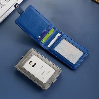 China Vertical ID Name Business Badge Holder Leather Card Wallet Multi Slot for sale
