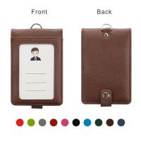 China Vertical ID Name Business Badge Holder Leather Card Wallet Multi Slot for sale