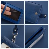 China Vertical ID Name Business Badge Holder Leather Card Wallet Multi Slot for sale