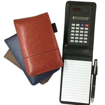 China Personalised Portable Refillable Leather Planner A7 PU Business Notebook With Calculator for sale
