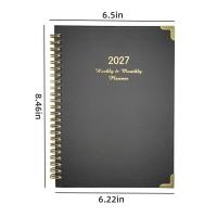 China A5 Gold Spiral Bound Leather Daily Planner Refillable Task Management Journal Notebook for sale