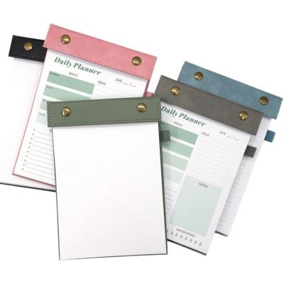 China Custom Leather Notebook Daily Planner Refillable Tear Off Pages Printing Journal for sale