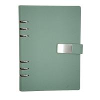 China Magnetic Handcrafted Custom Leather Notebook 6 Ring Binder With Refillable Pages A5 for sale