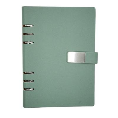 China Magnetic Handcrafted Custom Leather Notebook 6 Ring Binder With Refillable Pages A5 for sale