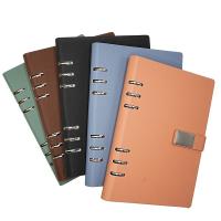 China Magnetic Handcrafted Custom Leather Notebook 6 Ring Binder With Refillable Pages A5 for sale